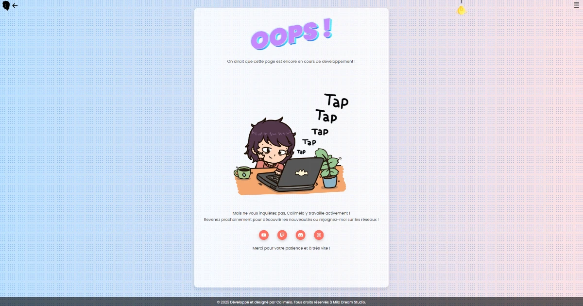 Page en Construction - Milo Dream Studio
